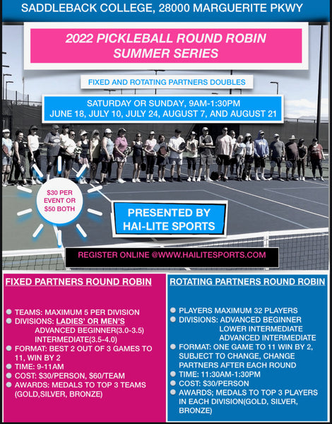 PICKLEBALL ROUND ROBIN DOUBLES TOURNAMENT FIXED PARTNER & ROTATING PAR ...